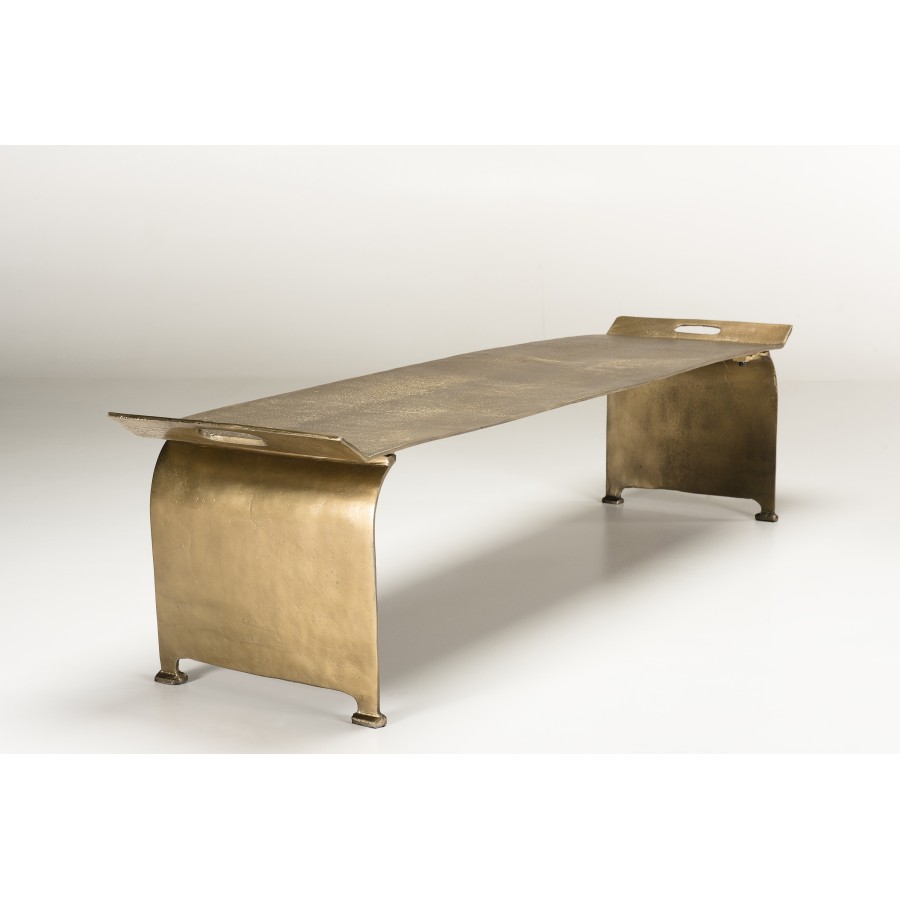 JONAS - Table basse rectangulaire/console basse 163x40cm aluminium doré